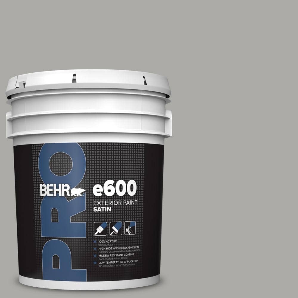 BEHR PRO 5 gal. #PPU18-14 Cathedral Gray Satin Enamel Exterior Paint ...