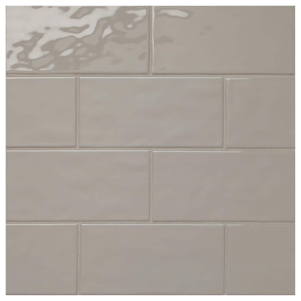 Daltile LuxeCraft Gray 4 in. x 8 in. Glazed Ceramic Subway Wall Tile ...