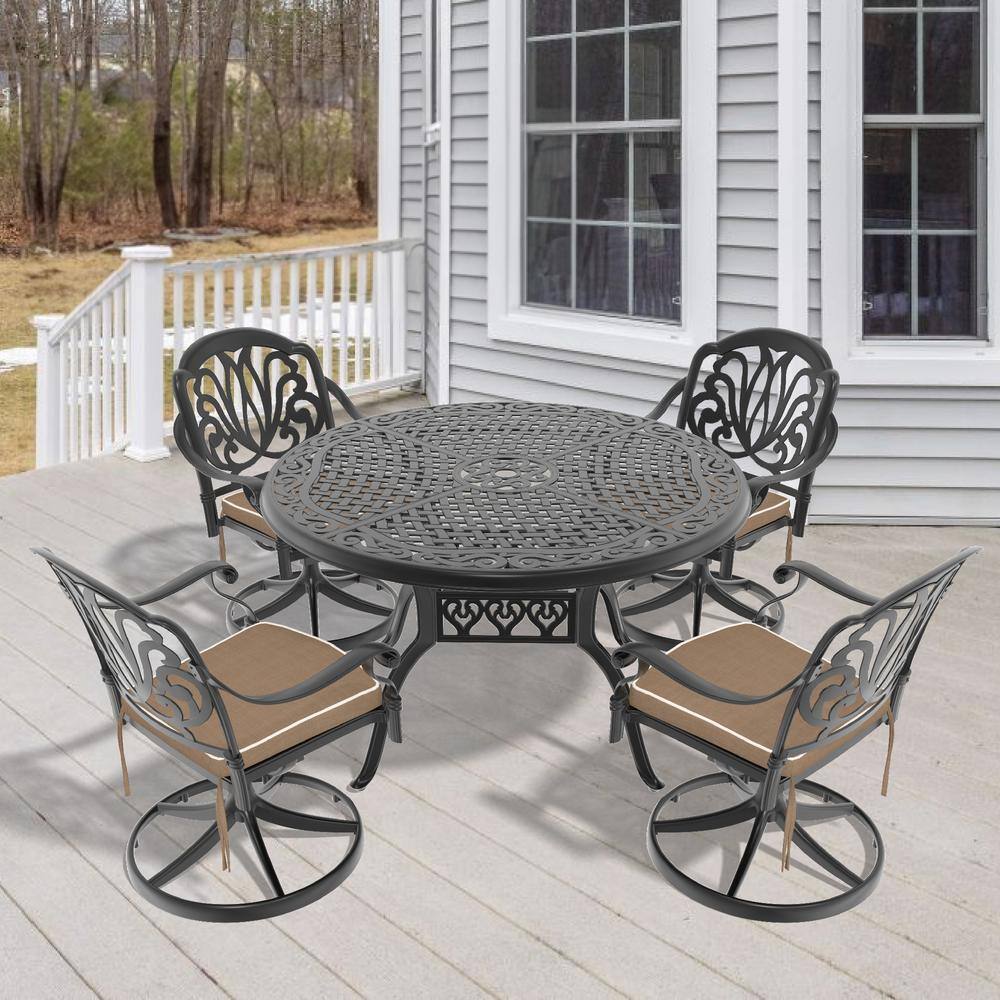 Willit Elizabeth 5-Piece Cast Aluminum Patio Outdoor Dining Set with ...