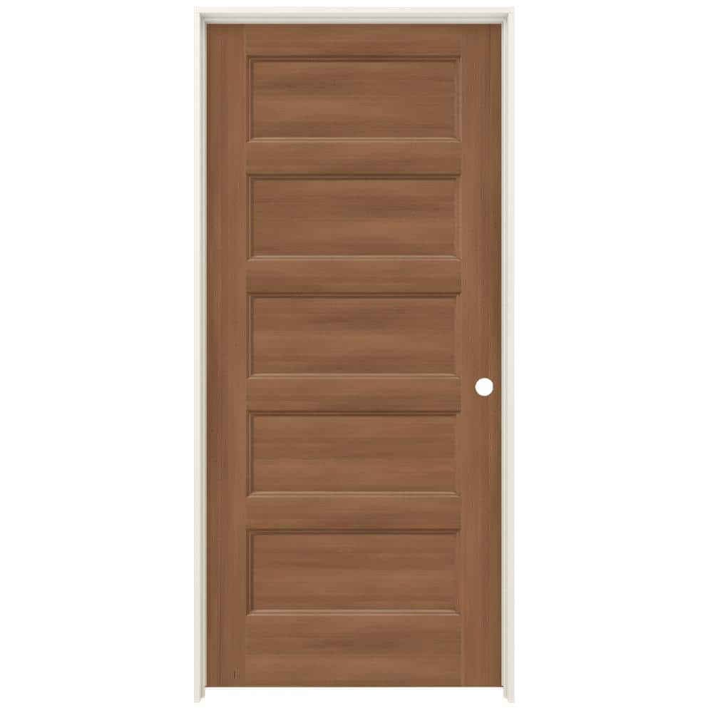 JELD-WEN 36 in. x 80 in. Conmore Hazelnut Stain Smooth Solid Core ...