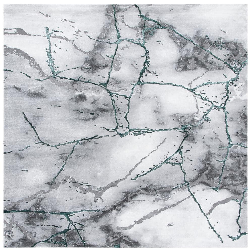 SAFAVIEH Craft Gray/Green 10 ft. x 10 ft. Square Distressed Abstract ...