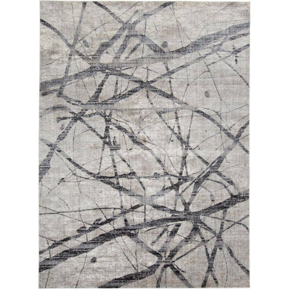 HomeRoots 8 X 10 Gray, Ivory Abstract Area Rug 2000565958 - The Home Depot