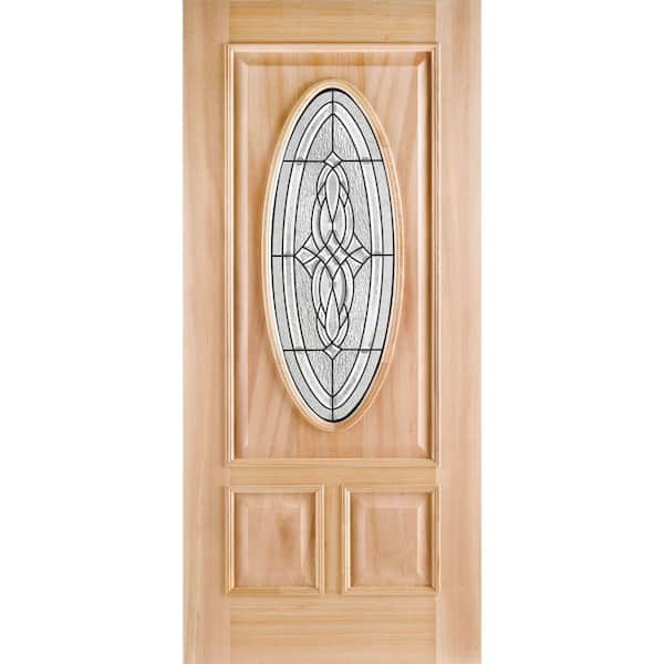 Wood Front Door With Oval Glass - Glass Designs