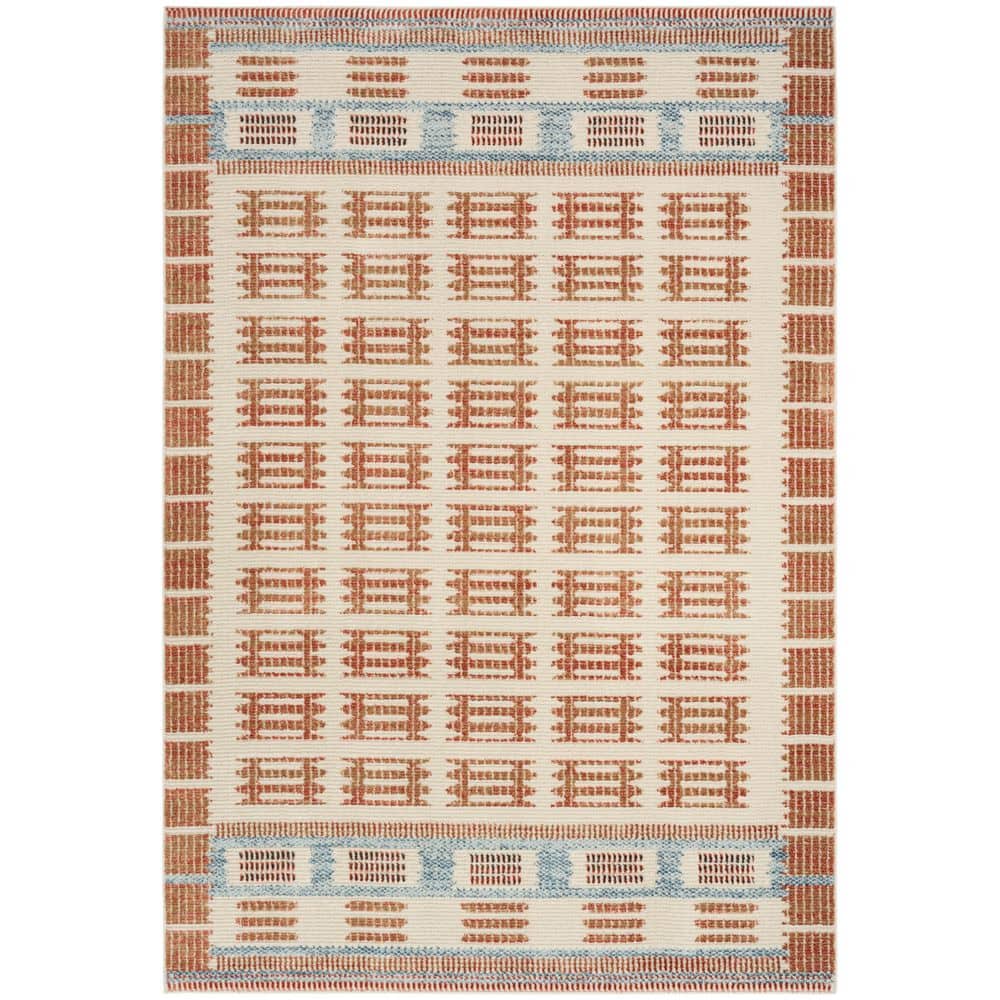 Nourison Nordic Ivory Rust 5 ft. x 7 ft. Linear Contemporary Area Rug ...