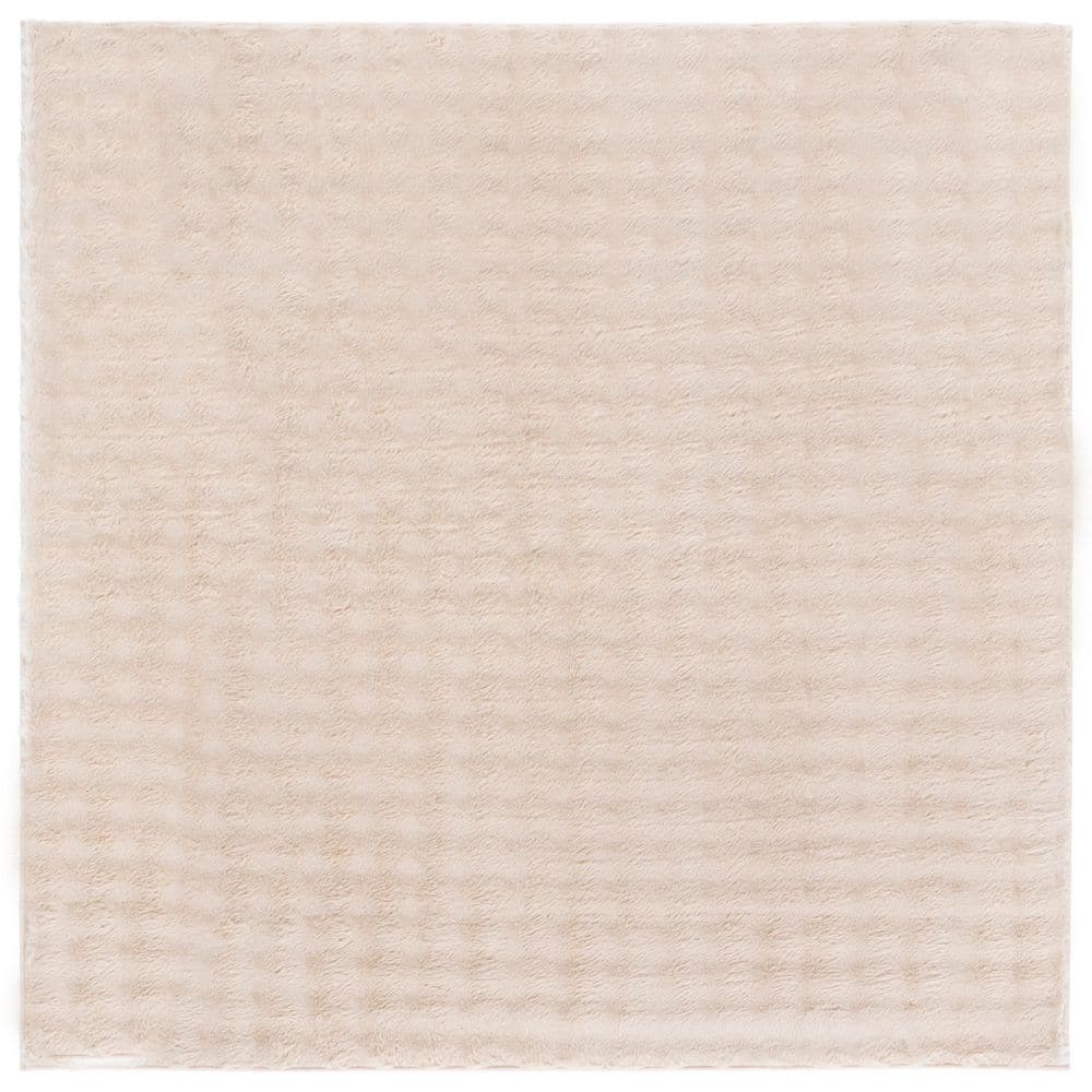 SAFAVIEH Faux Rabbit Bubble Beige 6 ft. x 6 ft. Machine Washable Solid ...