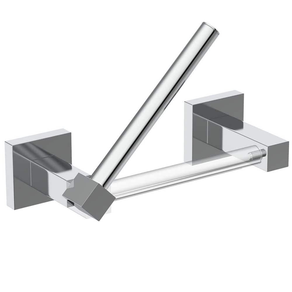 BWE Wall Mounted Toilet Paper Holder Double Post Pivoting Square Tissue ...