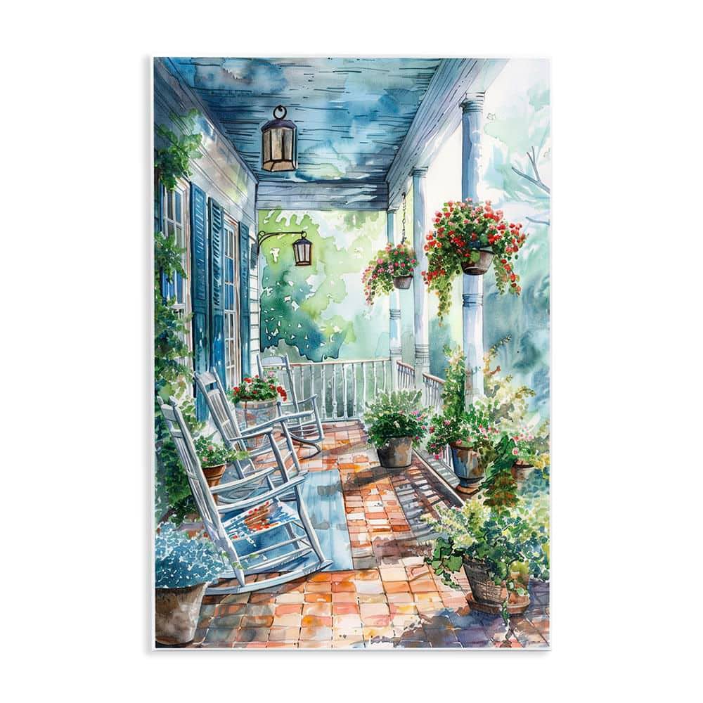 Stupell Industries Potted Geraniums Porch by Franklyn Gregory Unframed ...