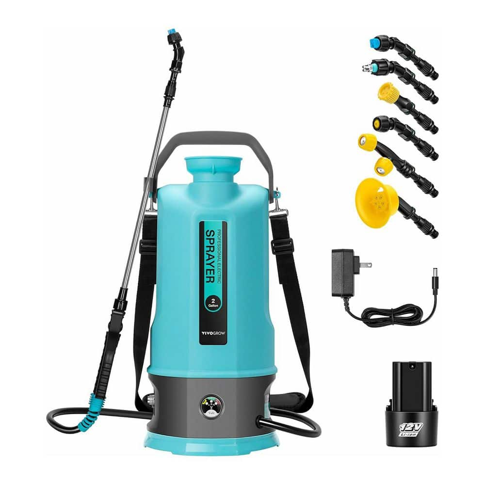 COOLSHARK 2 Gal. Battery Powered Sprayer with Nozzles, Adjustable ...