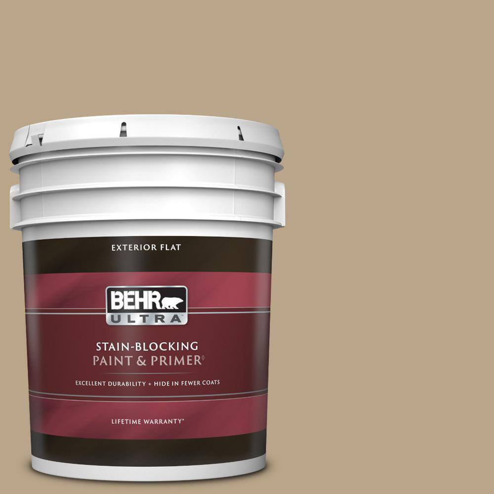 BEHR ULTRA 5 gal. #710D-4 Harvest Brown Flat Exterior Paint & Primer ...