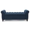 Noble House Keiko Tufted Dark Blue Fabric Armed Storage Bench 10936 ...