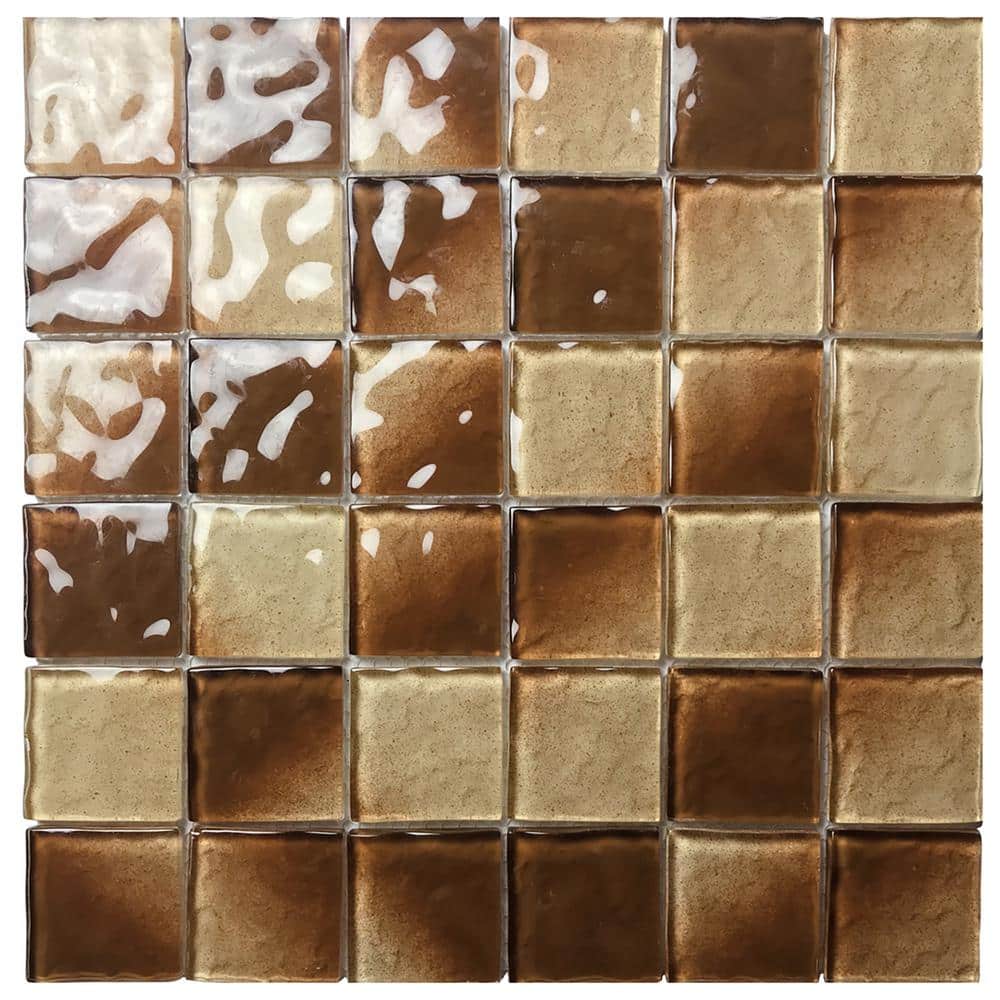 ABOLOS Coastal Design Brown 12 in. X 12 in. Square Glossy Textured ...