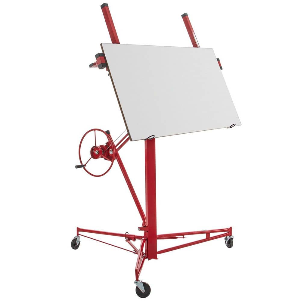 Tunearary 16 FT Steel Red Drywall Lift Crane with Telescopic Boom and 3 ...