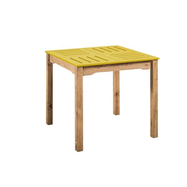 Manhattan Comfort Stillwell 31.5 in. Yellow and Natural Wood Square ...