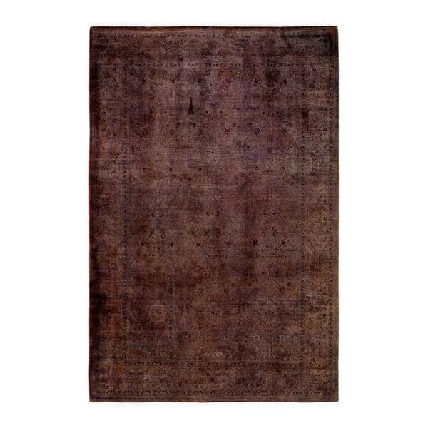 Solo Rugs One-of-a-Kind Contemporary Brown 6 ft. x 9 ft. Hand Knotted ...