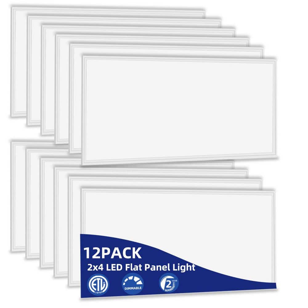 Honbei (12-Pack) 2 ft. x 4 ft. 7800 Lumens Integrated LED Flat Panel Light, 5000K 2x4 Drop ...