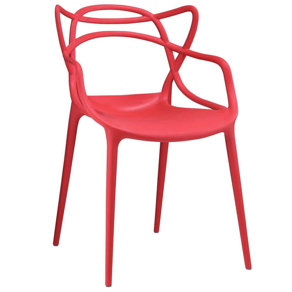 MODWAY Entangled Red Dining Arm Chair EEI-1458-RED - The Home Depot