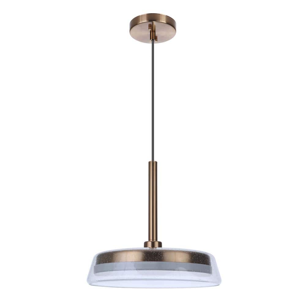 CRAFTMADE Centric 14 in. 15-Watt 1-Light Satin Brass Finish Integrated LED Dining/Kitchen ...