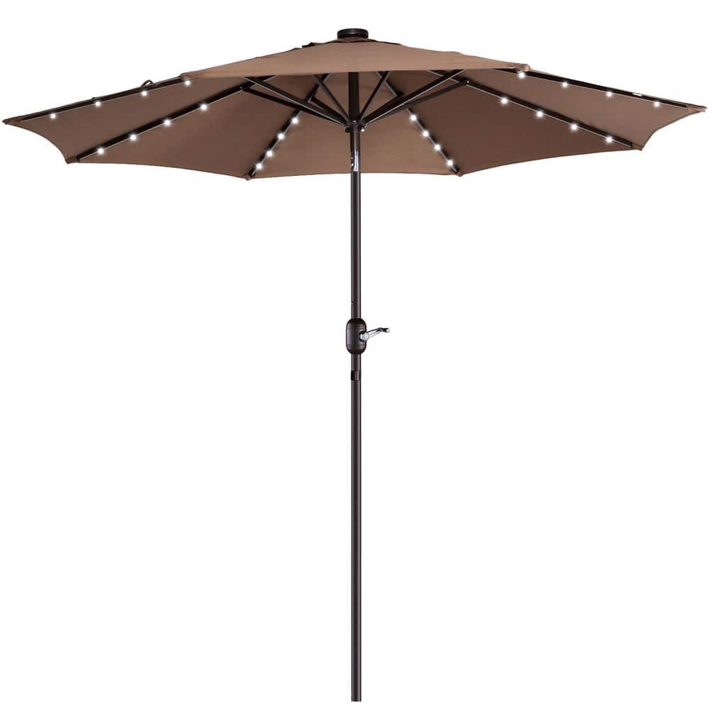 Pure Garden 9 ft. Steel Solar LED Lighted Patio Market Umbrella with ...
