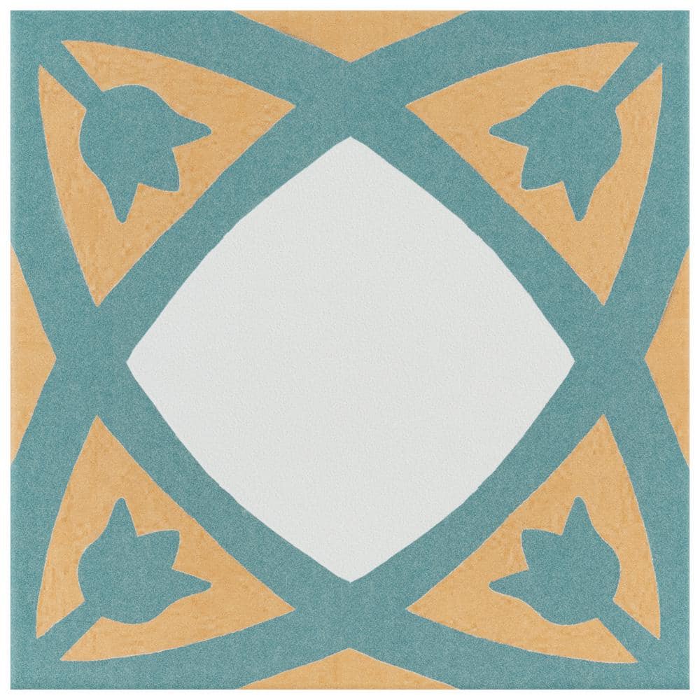 Merola Tile Revival Tulip 7-3/4 in. x 7-3/4 in. Ceramic Floor and Wall ...