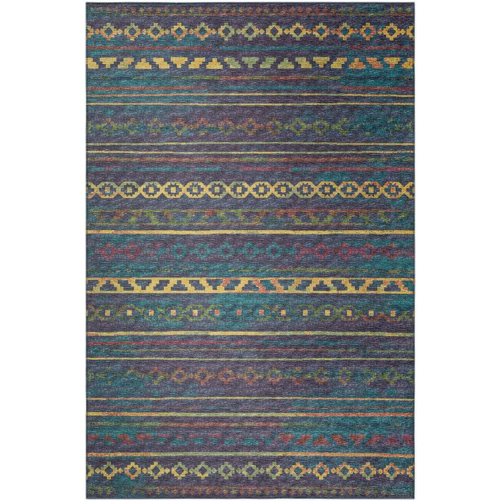 Addison Rugs Yuma Multi 3 ft. x 5 ft. Geometric Indoor/Outdoor Washable ...