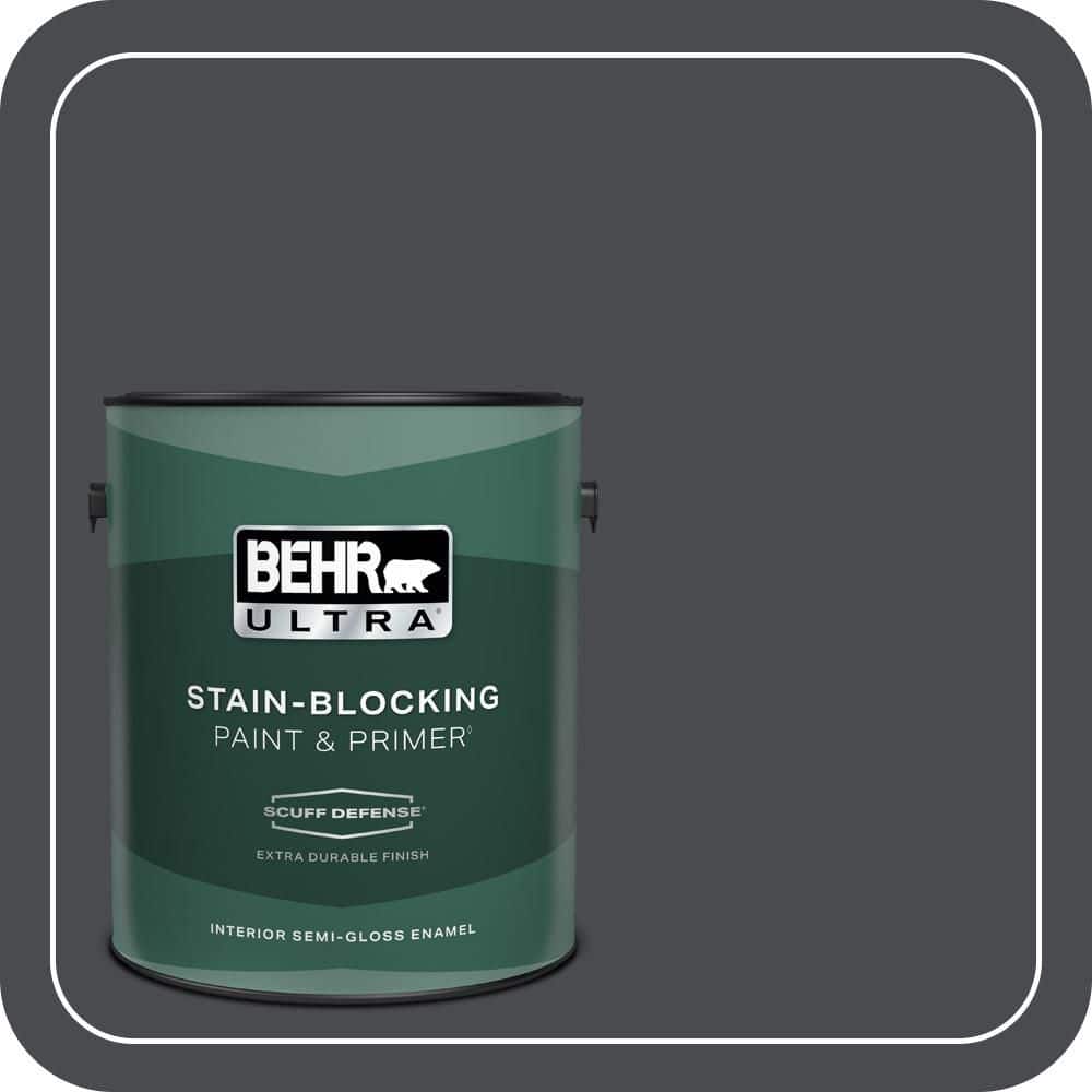 BEHR ULTRA 1 gal. #N500-7 Night Club Extra Durable Semi-Gloss Enamel ...