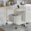MARTHA STEWART 31.75 in. Wide White/Polished Brass 2-Shelf Cart ...