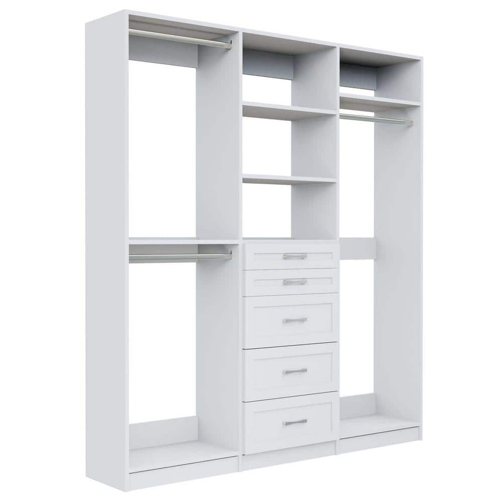 MODULAR CLOSETS Alto Collection 99 in W White Wall Mounted Shaker ...