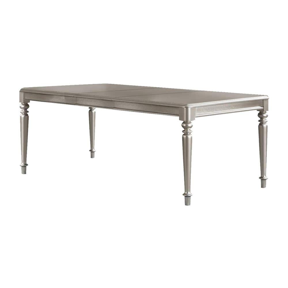 Benjara Opulence Silver Wooden Dining Table BM171316 - The Home Depot