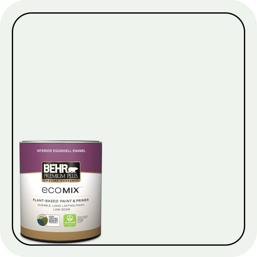 BEHR PREMIUM PLUS 1 qt. #W-D-500 Cascade White Eggshell Enamel EcoMix ...