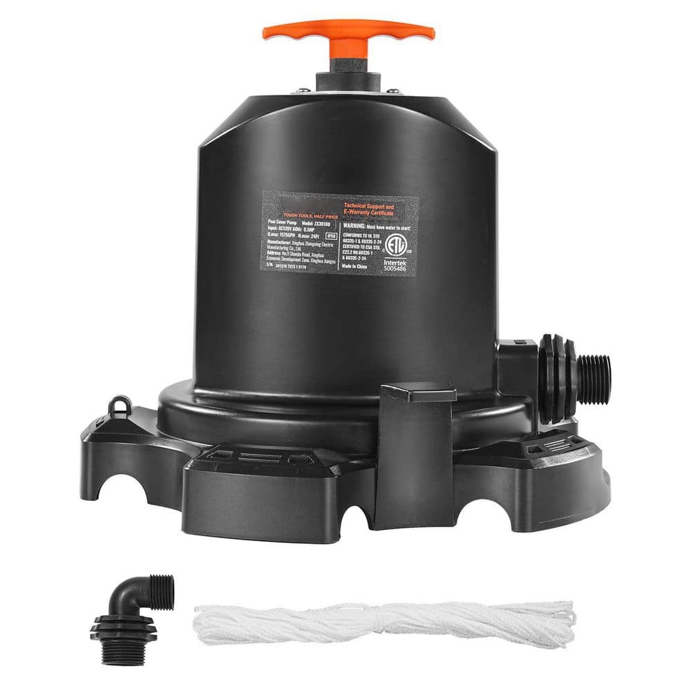 SKYSHALO Pool Cover Pump, 1/2 HP 1575 GPH, 120V Submersible Swimming ...