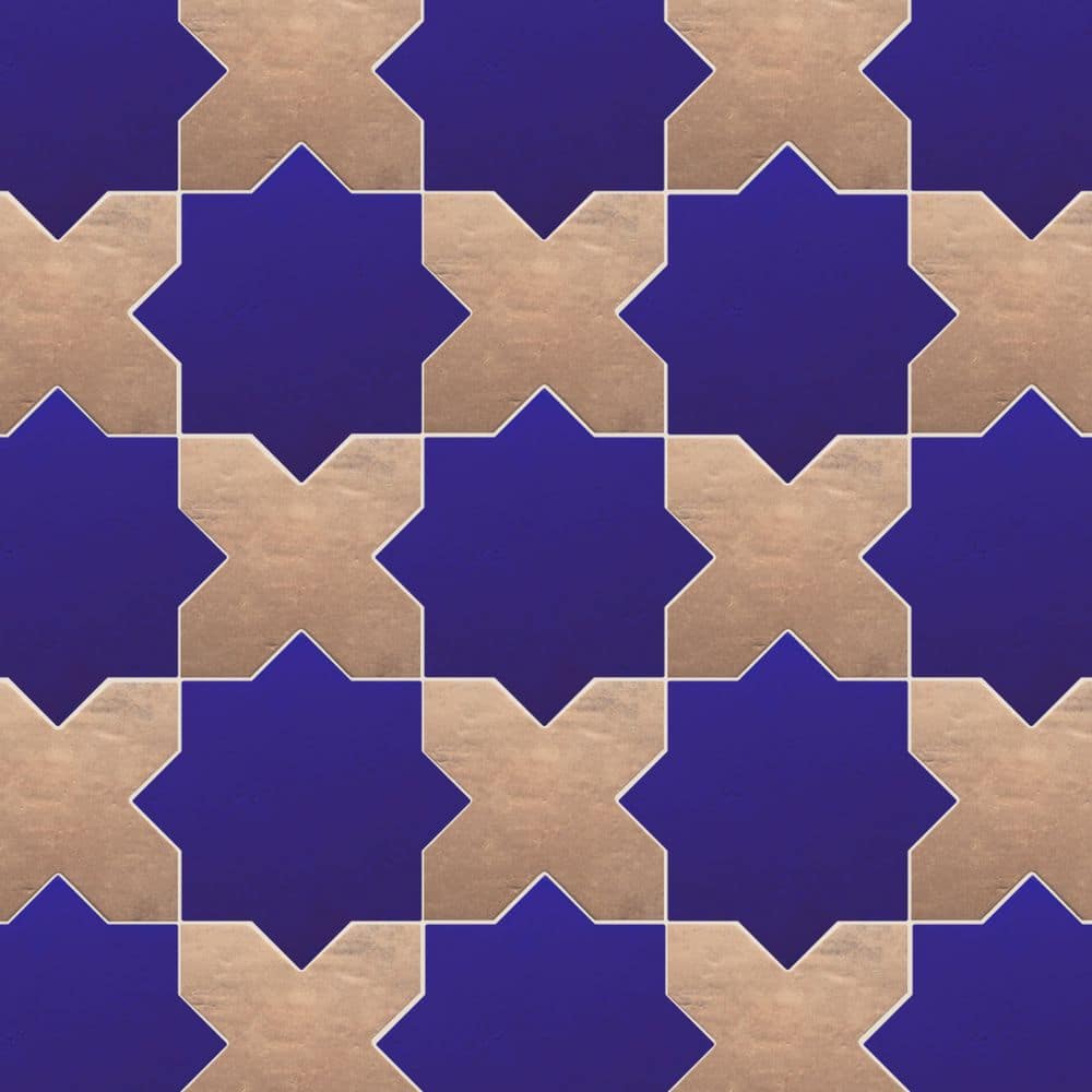 Merola Tile Argile Star Blu with Cotto Cross 7 in. x 14 in. Porcelain ...