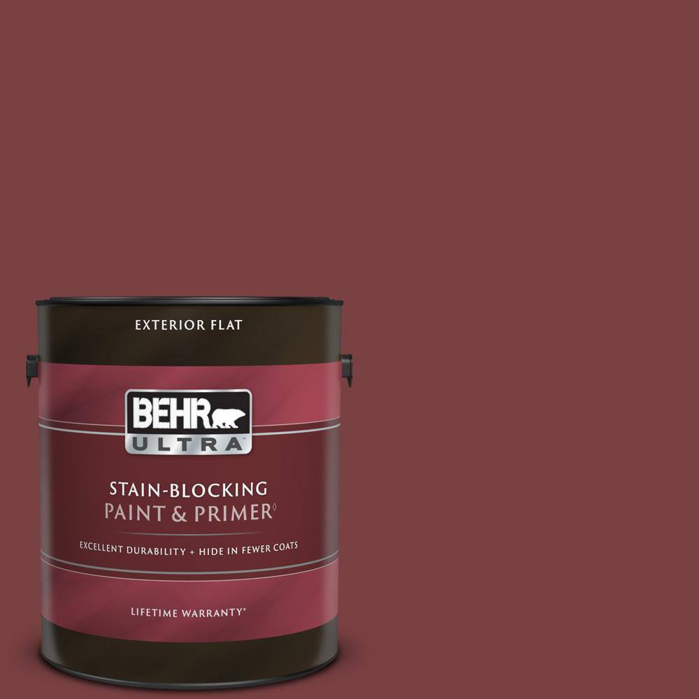 BEHR ULTRA 1 gal. #PMD-43 Velvety Merlot Flat Exterior Paint & Primer ...