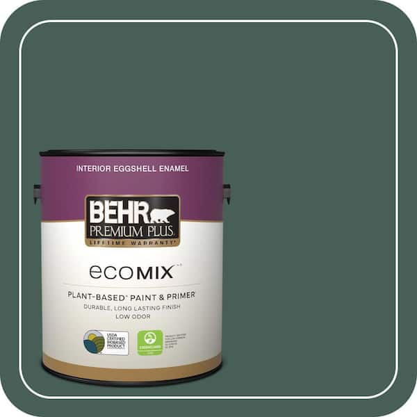 BEHR PREMIUM PLUS 1 gal. #M440-7 Rainforest Eggshell Enamel EcoMix ...