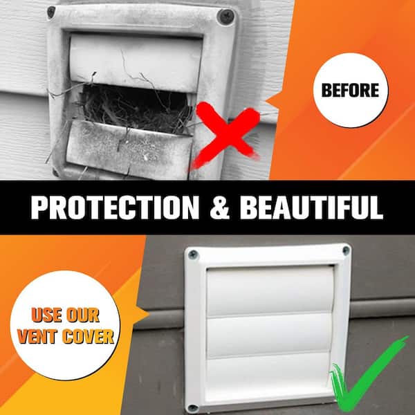 Angel Sar 4 in. Plastic Square Dryer Vent Cover, 7 in. x 7 in. White ...