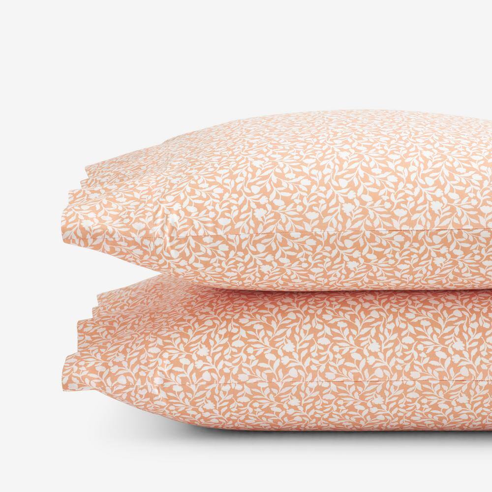 The Company Store Company Cotton Serene Floral Mango Cotton Percale Standard Pillowcase (Set of ...