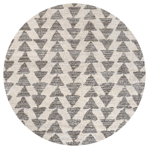 JONATHAN Y Aisha Moroccan Triangle Geometric Cream/Gray 4 ft. Round ...