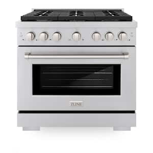 ZLINE Kitchen and Bath 36 in. 6-Burner Freestanding Gas Range with ...