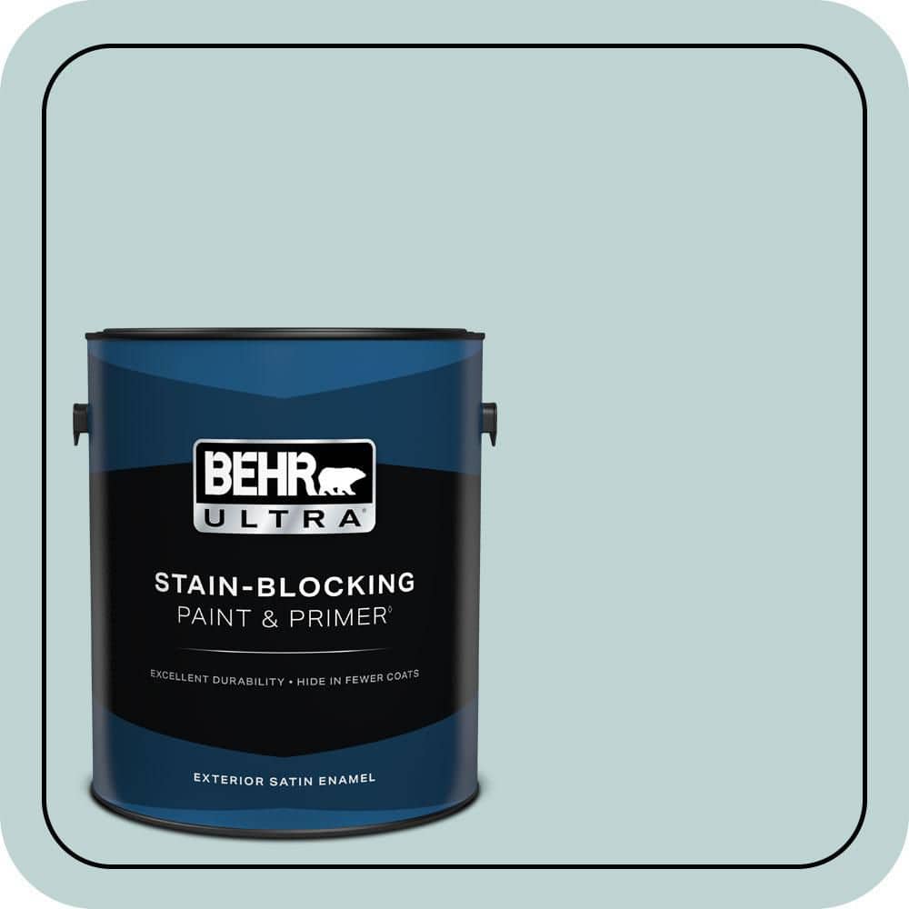 BEHR ULTRA 1 gal. #500E-3 Rain Washed Satin Enamel Exterior Paint ...