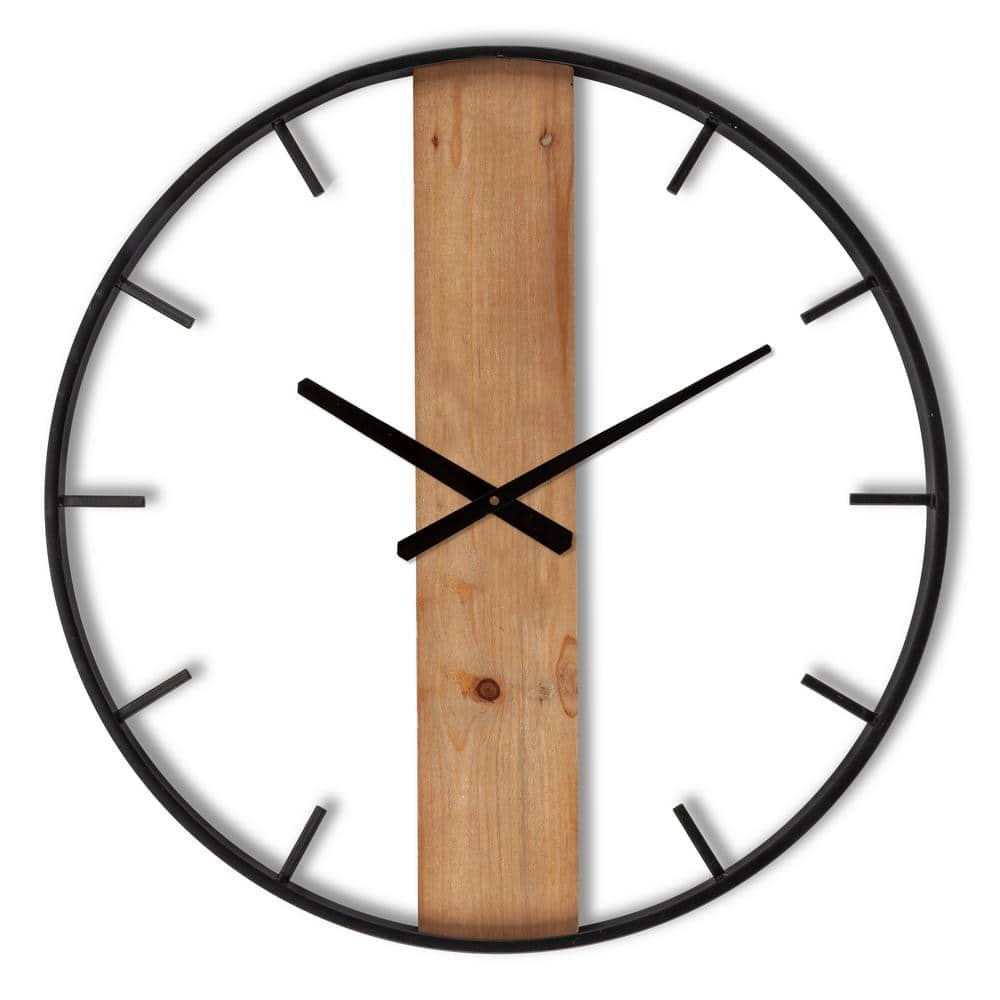 GG COLLECTION 24 in. D Metal and Wood Wall Clock 94993EC - The Home Depot