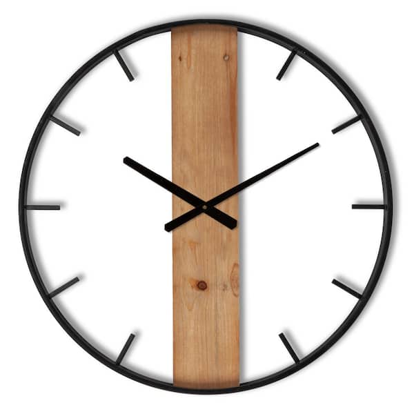GG COLLECTION 24 in. D Metal and Wood Wall Clock 94993EC - The Home Depot