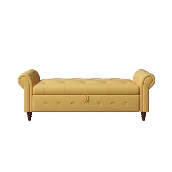 MOJAY Yellow Polyester Bench（24.4 in. H x 63 in. W x 22 in. D) WJ ...