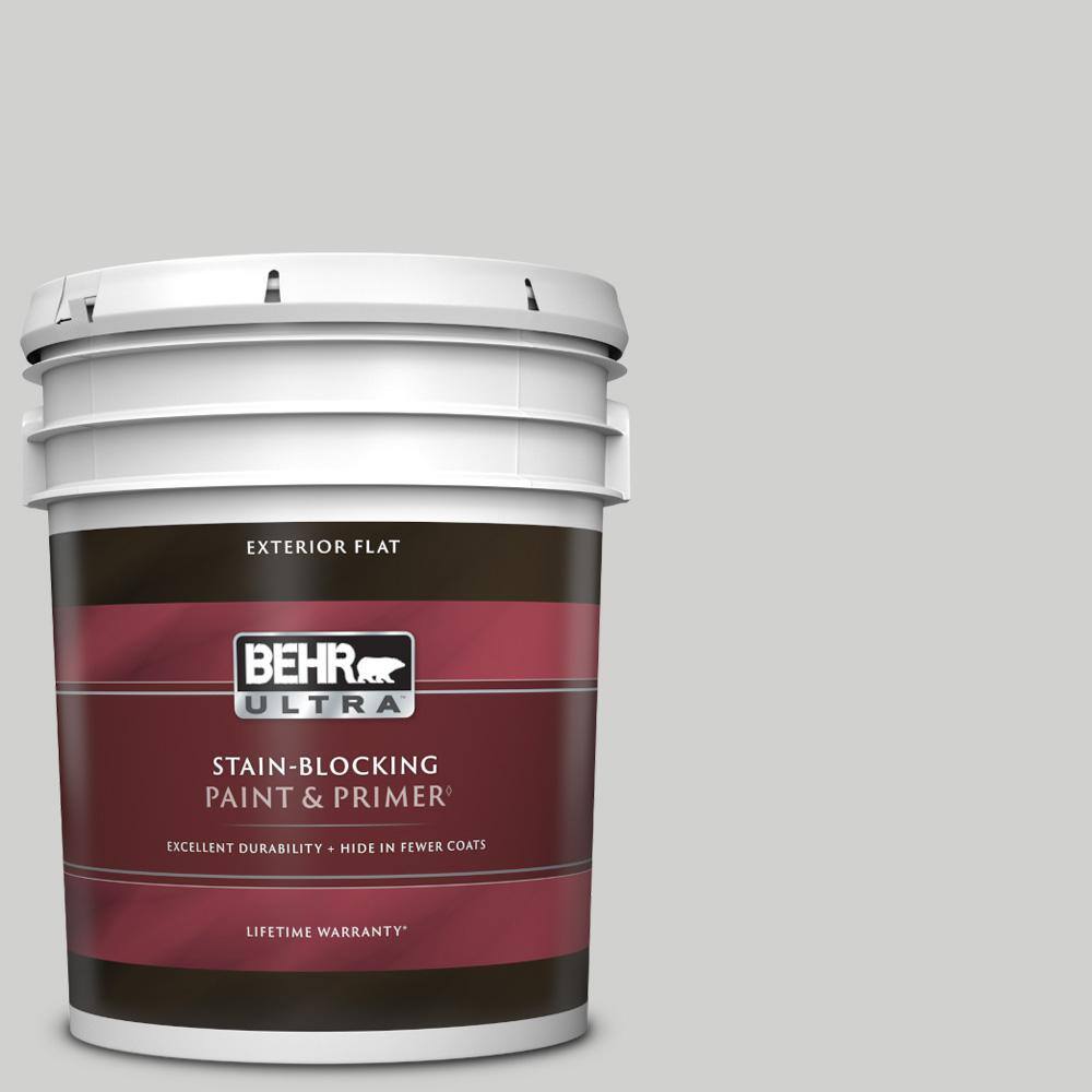BEHR ULTRA 5 gal. #N520-1 White Metal Flat Exterior Paint & Primer ...