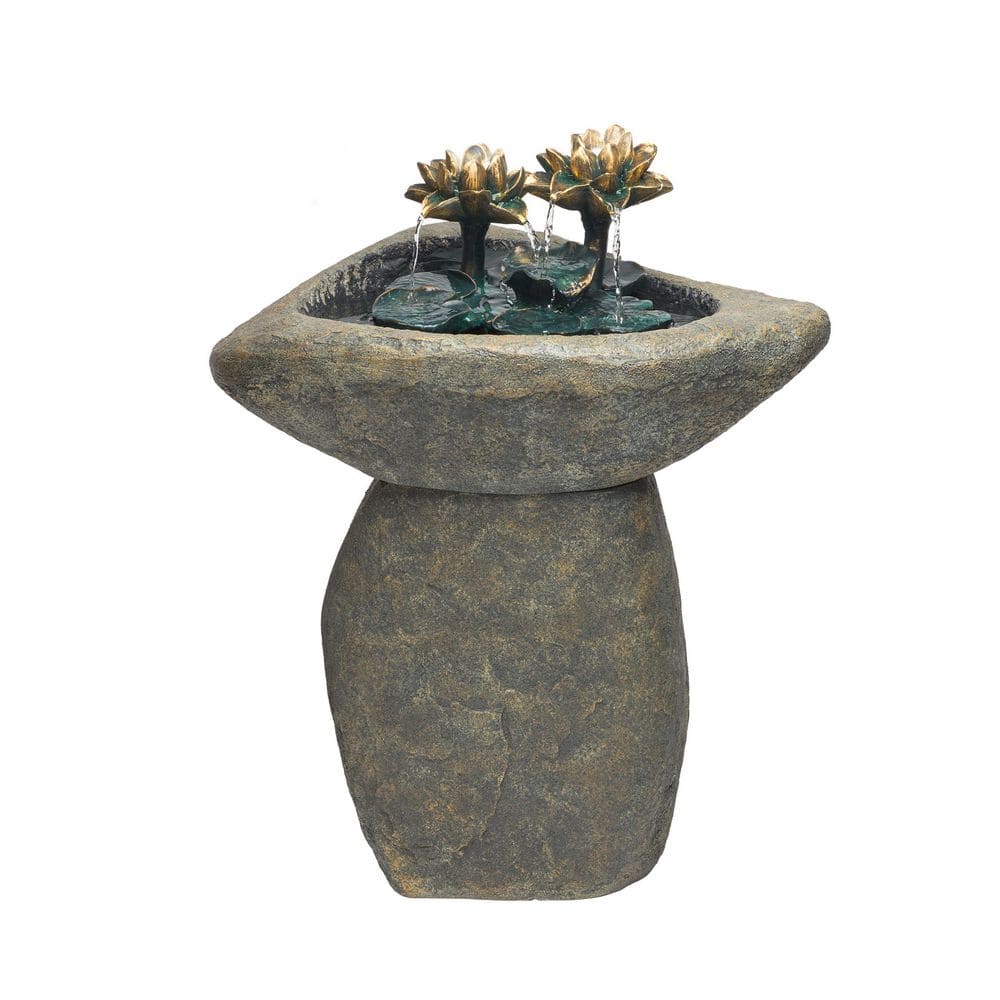 Reviews for Alpine Corporation 30 in. Tall Outdoor Pedestal Lotus Rock ...