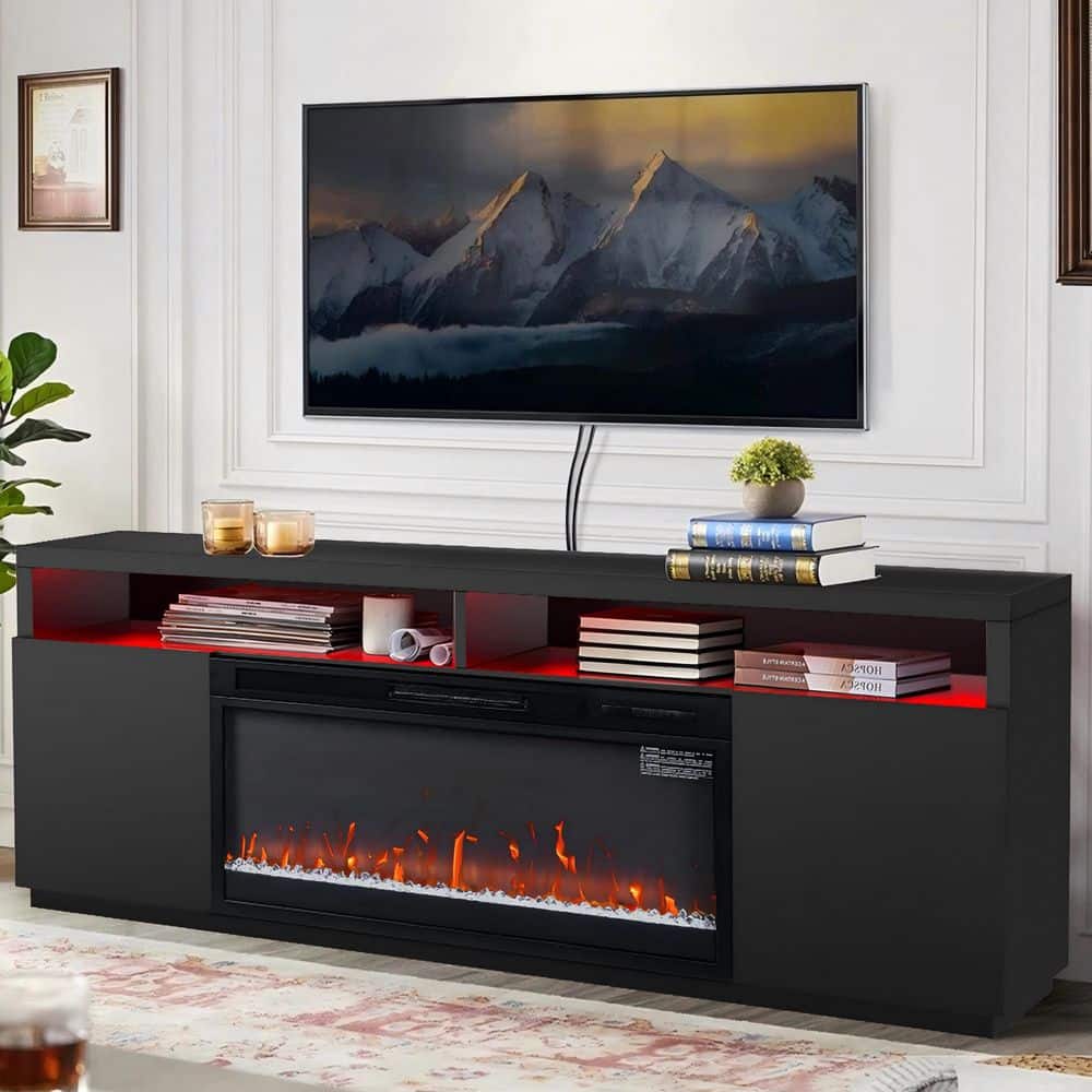 IHOMEadore 68 in. Freestanding Fireplace TV Stand for TVs Up to 75 in ...