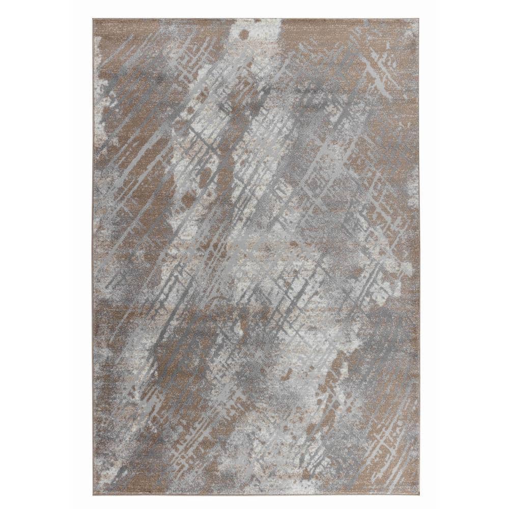 Rug Branch Sakarya Collection Brown Grey 7 ft. x 10 ft. Abstract ...