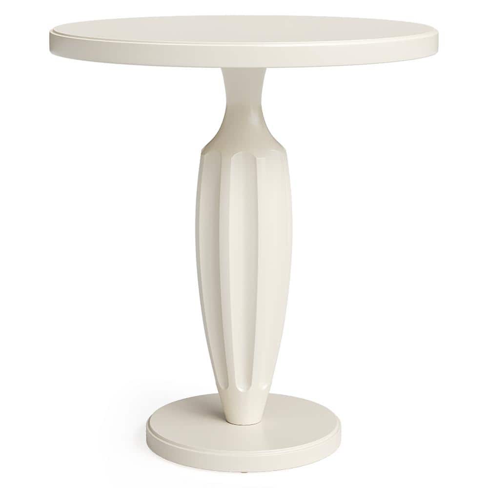 BYBLIGHT Kerlin 19 in. Ivory White Round Wood End Table with Adjustable ...