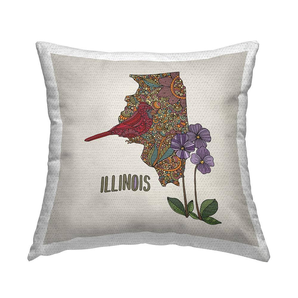 Stupell Industries Illinois State Bird and Flower Multi-Color Square ...