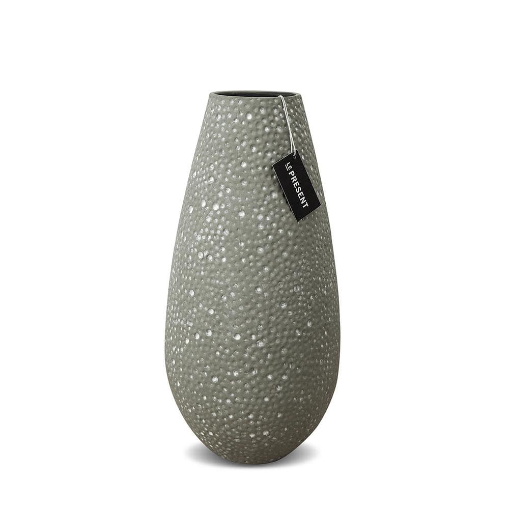 Drop Wide Tall Ceramic Vase In Lunar Gray Matte 13.7 in. Height D380 ...