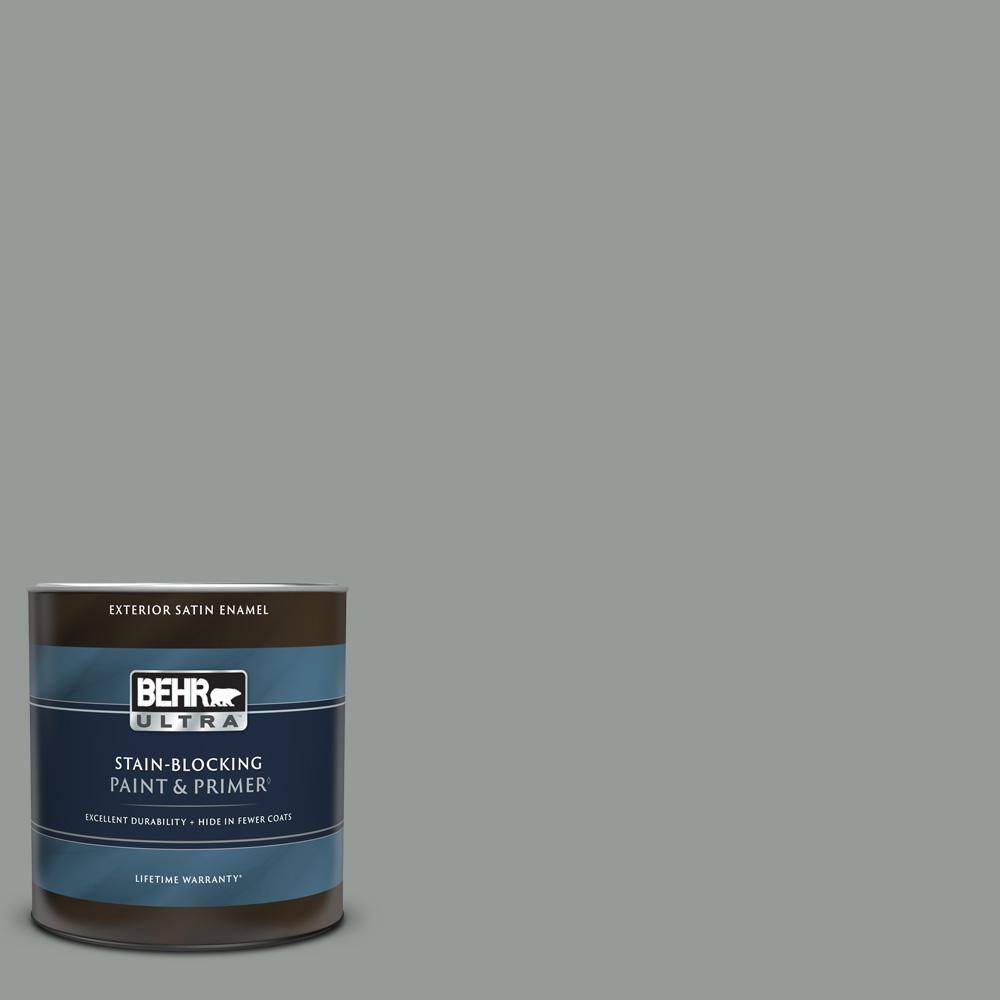 BEHR ULTRA 1 qt. #BXC-66 Dusk Blue Satin Enamel Exterior Paint & Primer ...