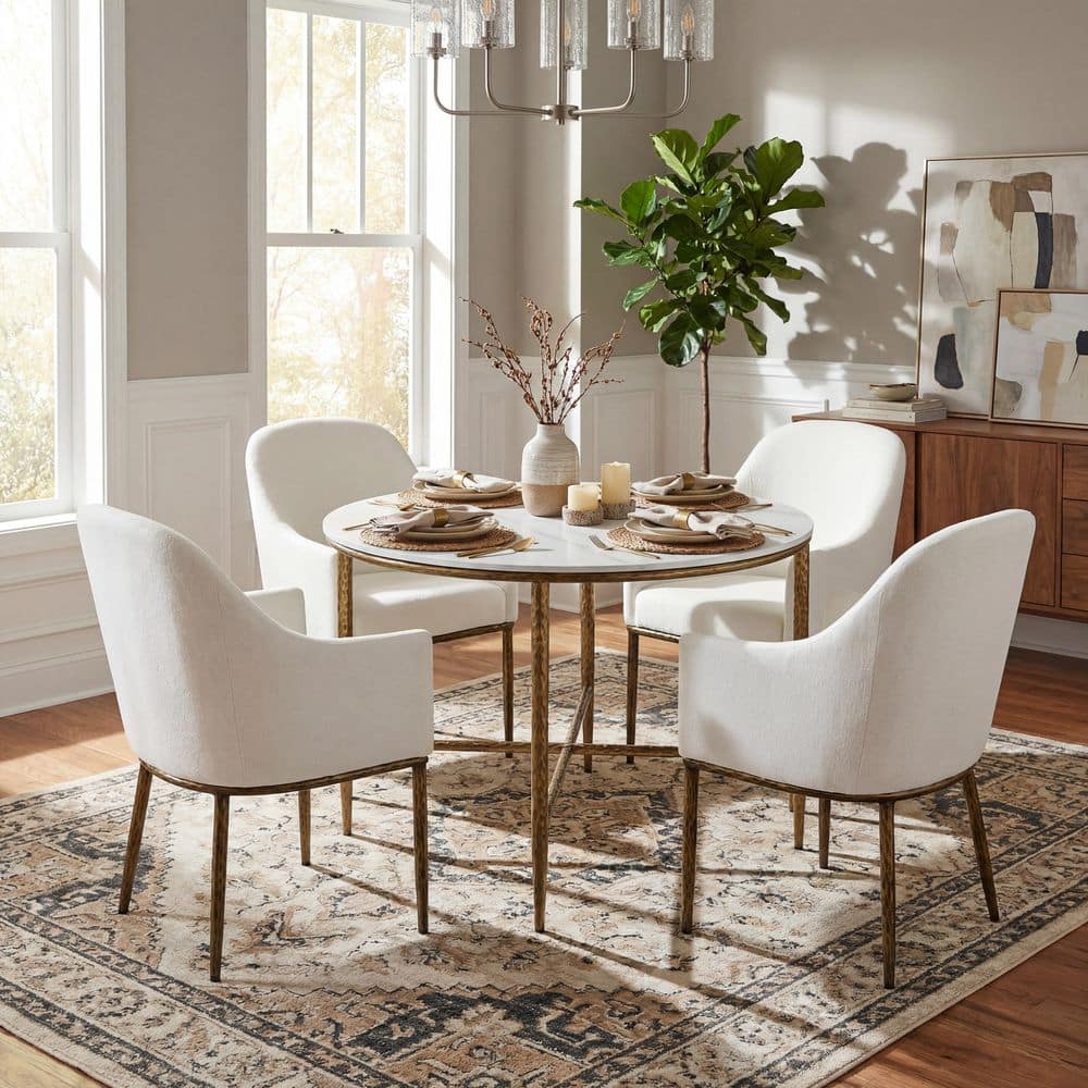 CHRISTOPHER KNIGHT HOME Dale 5-Piece Beige+Forged Brass Metal Top ...